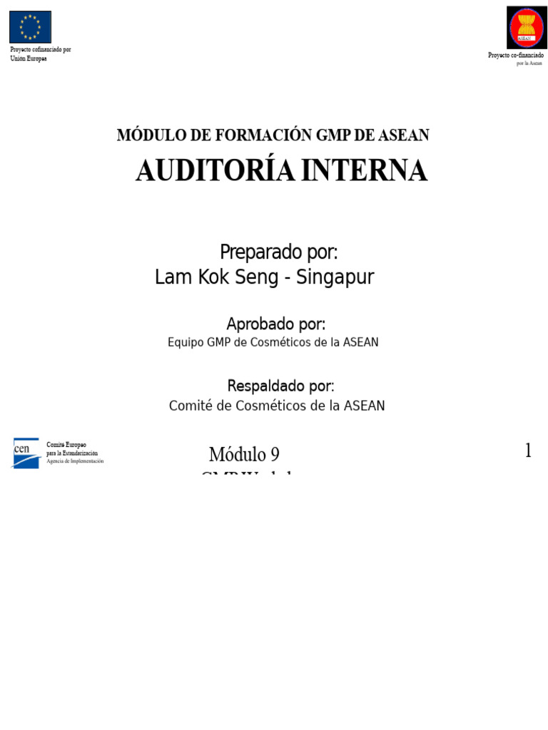 Auditoría Interna en GMP: Guía ASEAN | PDF | Auditoría | Inteligencia ...