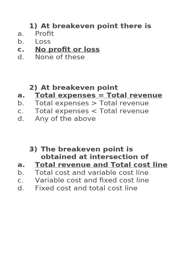 Break Even Point | PDF | Income Statement | Financial Accounting
