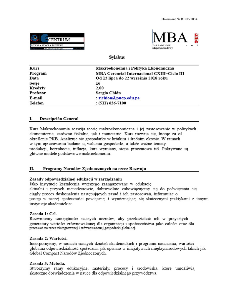 MBAG - Makroekonomia I Polityka Ekonomiczna | PDF