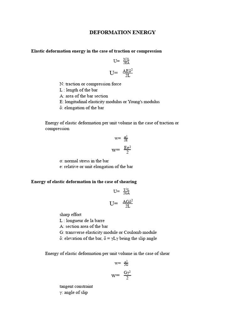 Summary of Deformation Energy Course | PDF | Elasticity (Physics ...