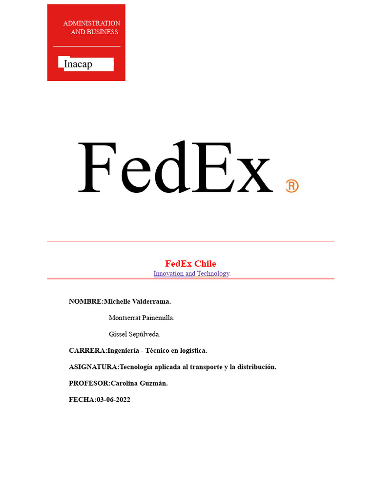 FedEx Chile: Logistics Innovation Overview | PDF | Logistics | Supply Chain