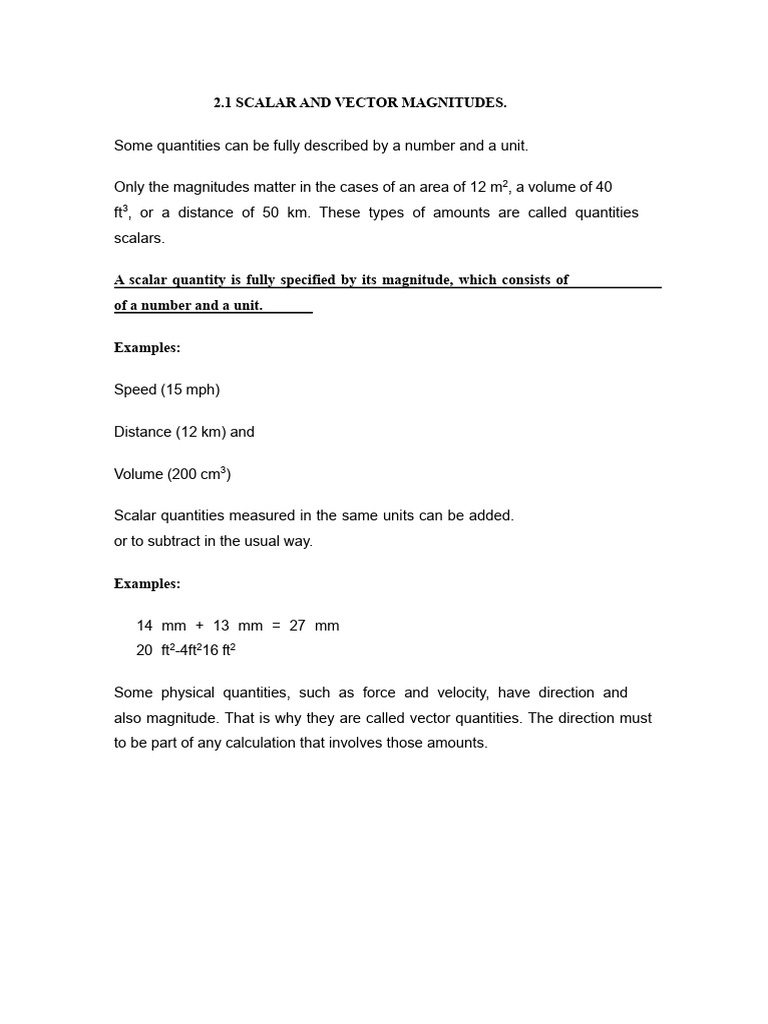 Scalars vs. Vectors Explained | PDF | Euclidean Vector | Force