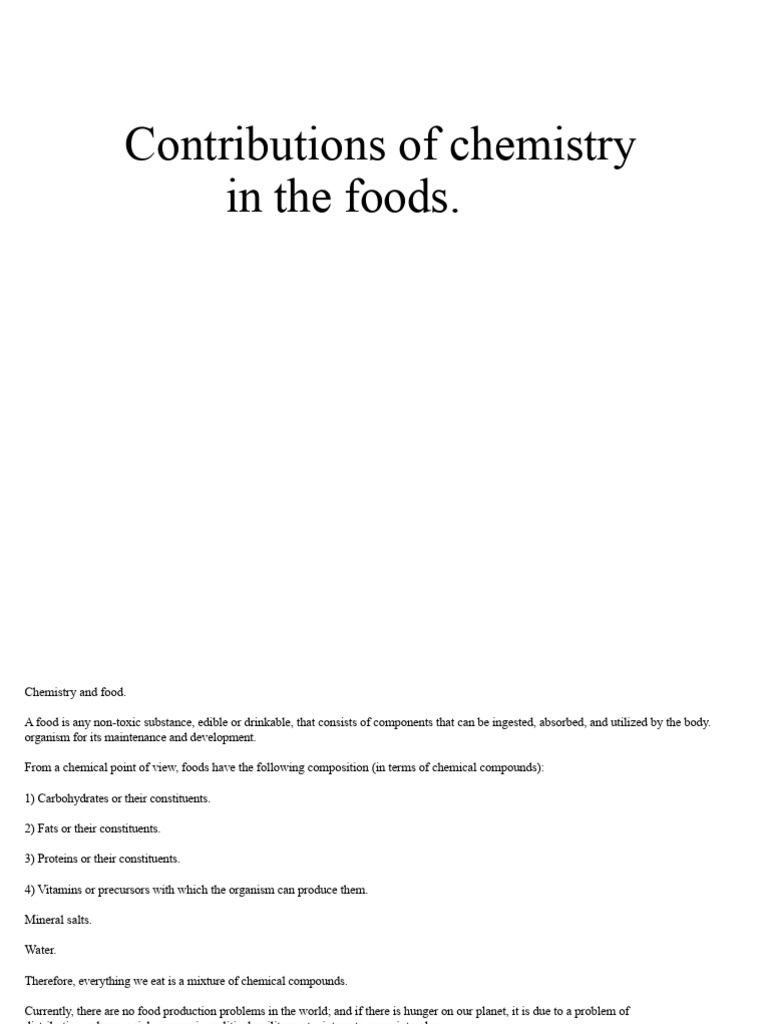 Contributions of chemistry to food | PDF | Foods | Agriculture