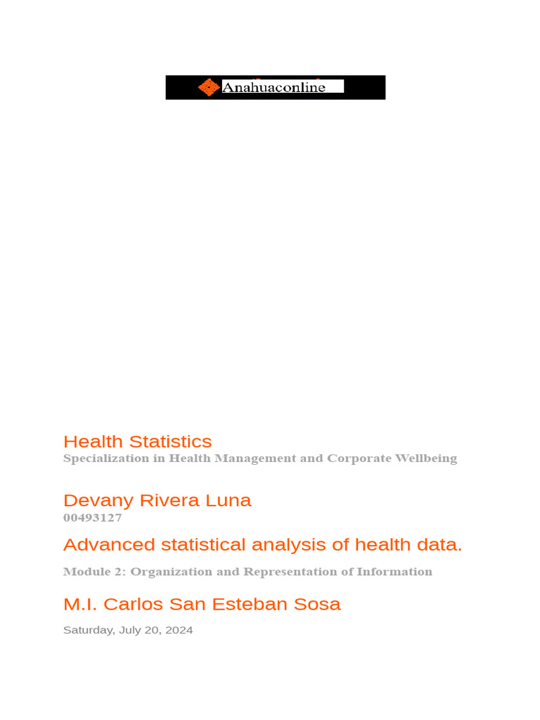 Task 2. Advanced Statistical Analysis of Health Data | PDF | Statistics ...