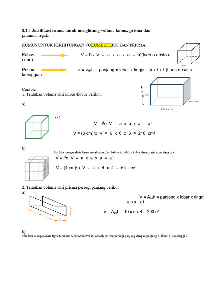 Latihan Perhitungan Kubus, Prisma, Dan Piramida | PDF