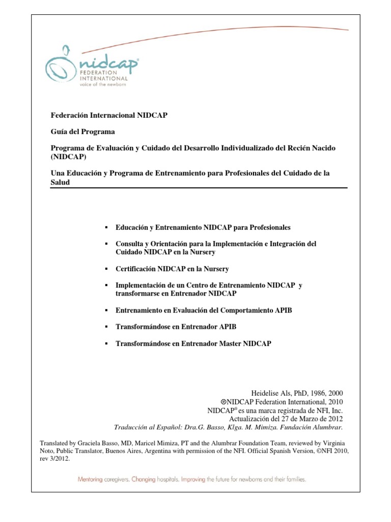 Guia Del Programa NIDCAP | Enfermería | Planificación