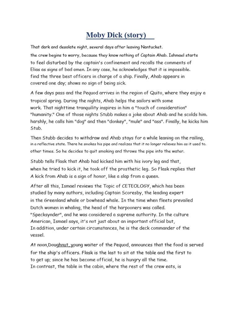 Moby Dick Story (1) | PDF | Captain Ahab | Moby Dick