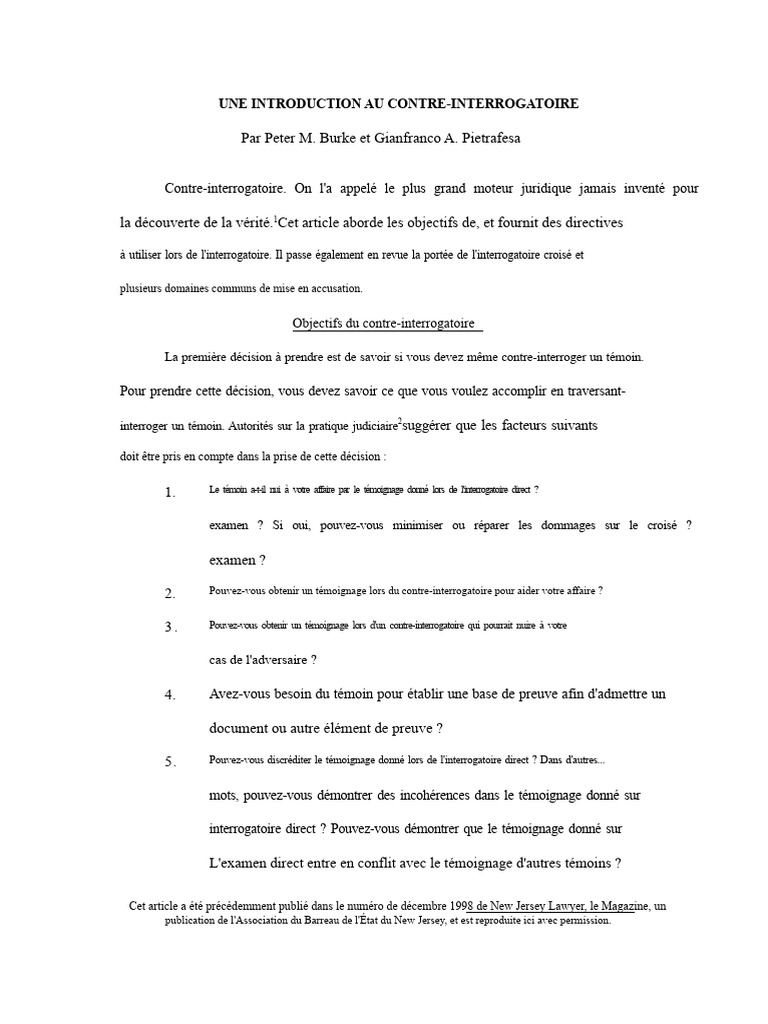 Guide du Contre-Interrogatoire Efficace | PDF | Témoin | Crédibilité