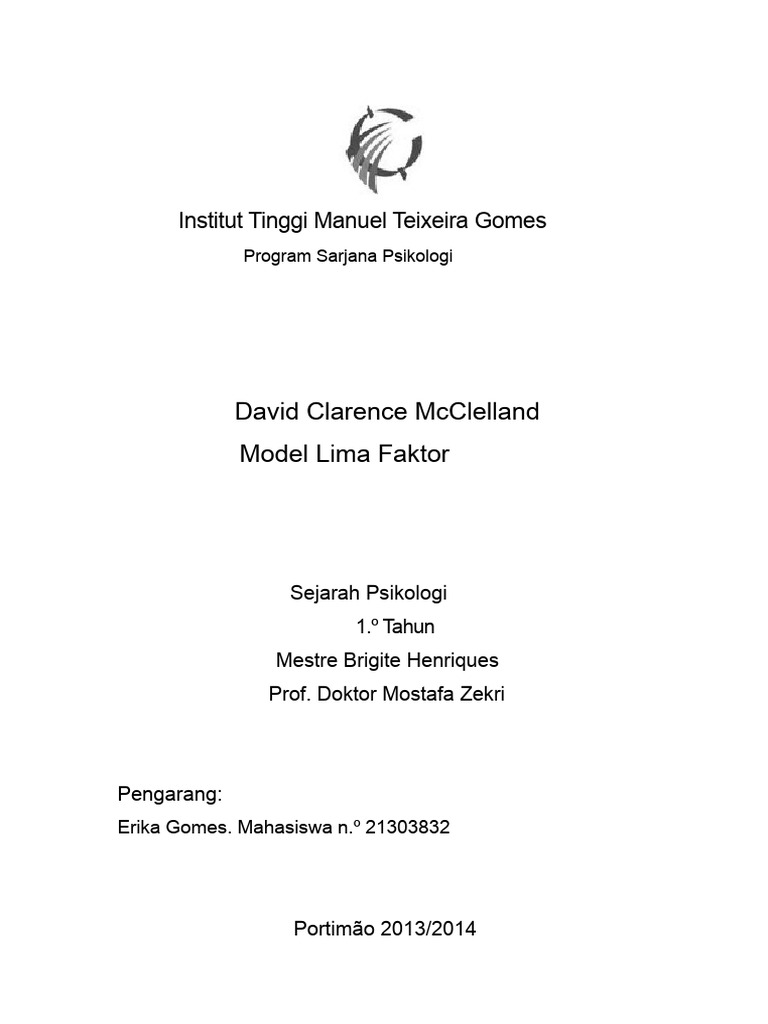 Kontribusi David McClelland dalam Psikologi | PDF