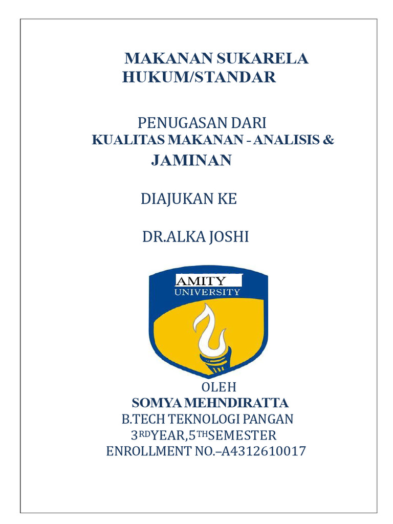 Hukum dan Standar Makanan Sukarela | PDF