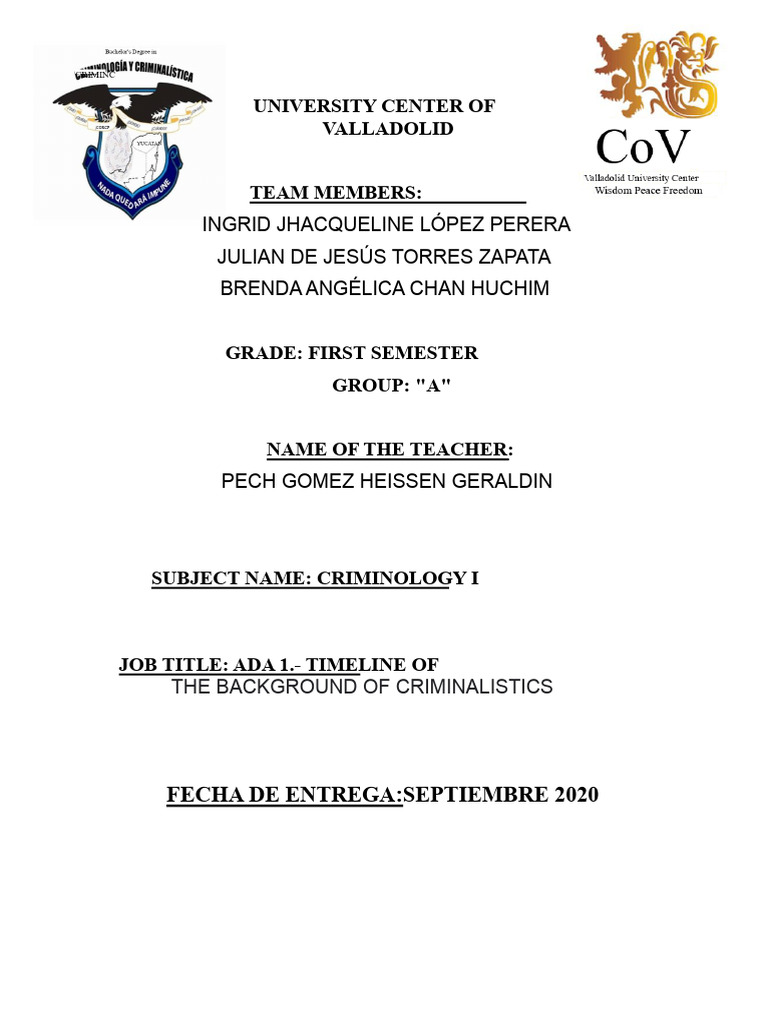 Criminalistics I. Timeline - 1a | PDF | Forensic Science | Fingerprint