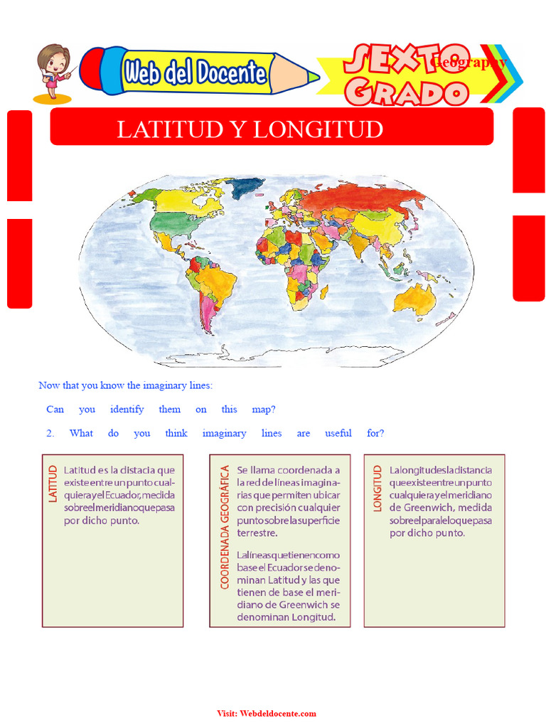 Latitude and Longitude For Sixth Grade of Primary School | PDF ...