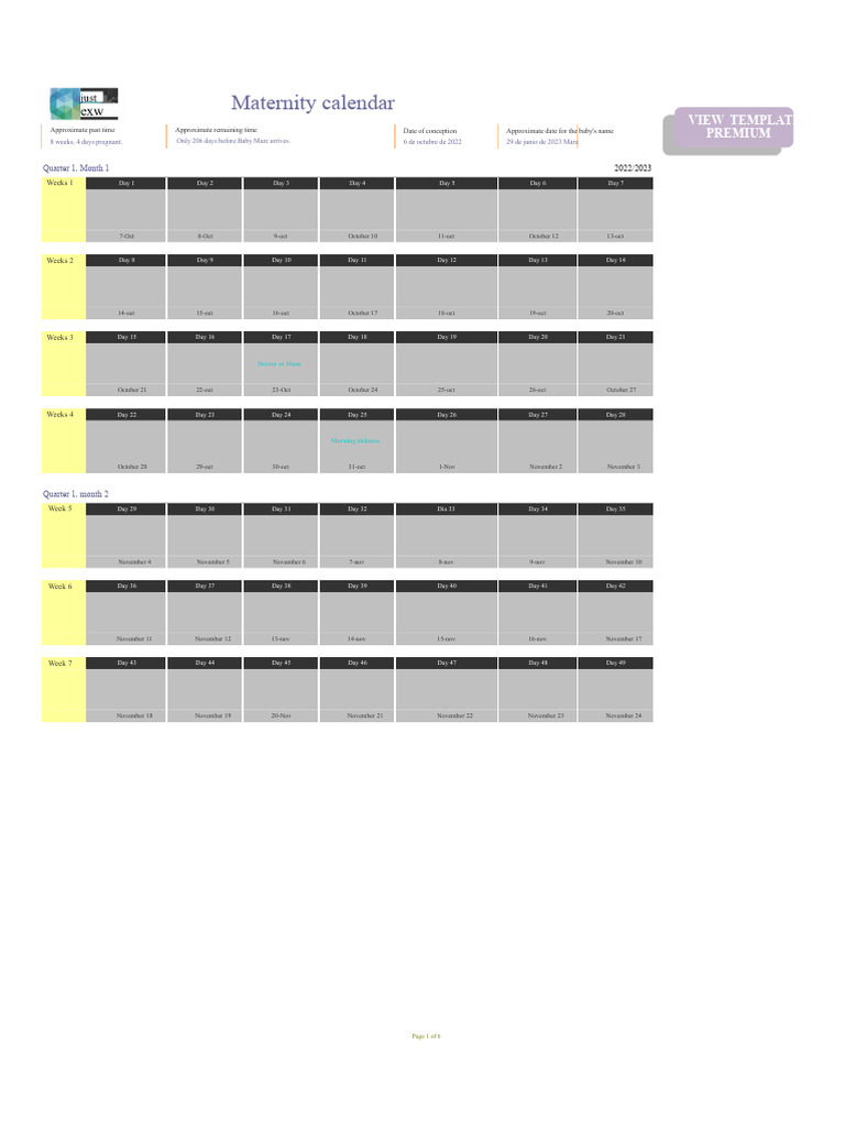 Maternity Calendar and Timeline Guide | PDF | Family | Clinical Medicine
