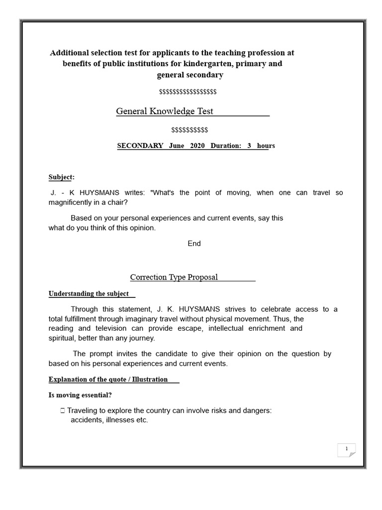 General Knowledge Test for Teachers | PDF | Knowledge | Cognition
