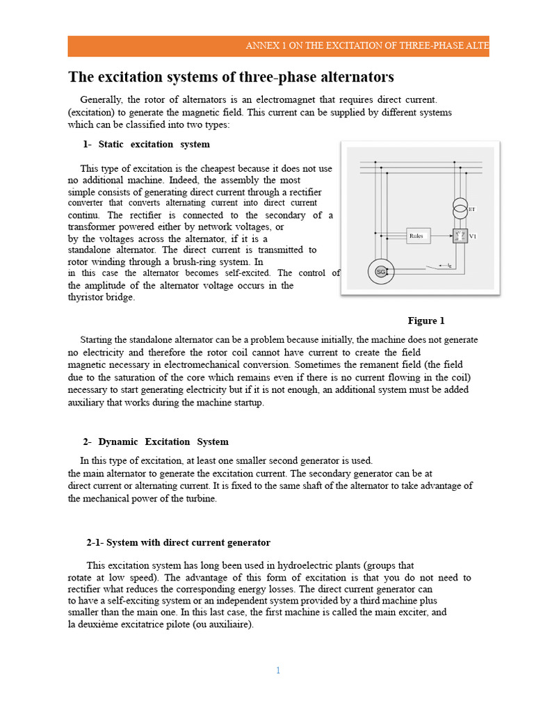Three-Phase Alternator Excitation Systems | PDF | Electric Generator ...