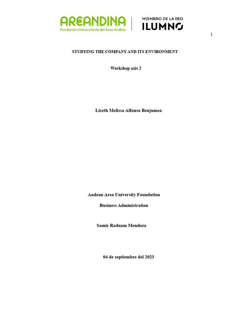 Axis 2 Studying The Company and Its Environment | PDF | Swot Analysis ...
