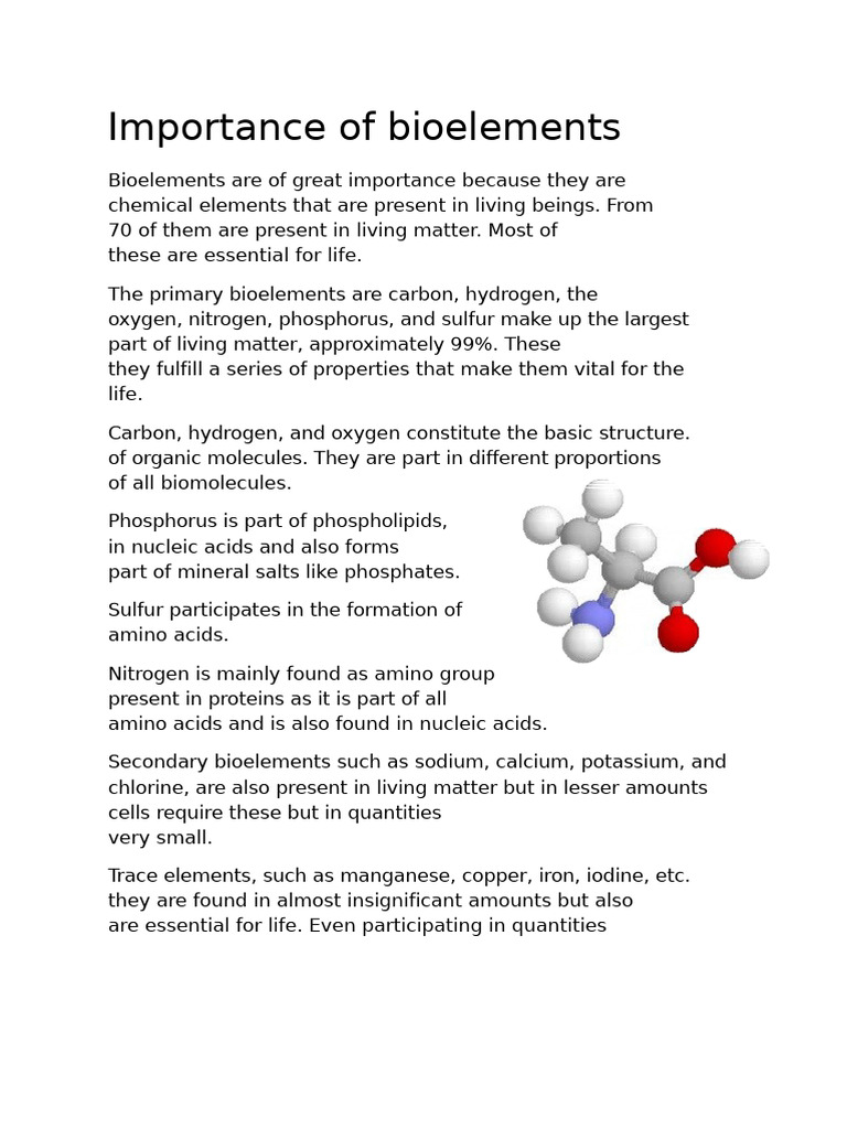 Essential Bioelements for Life | PDF