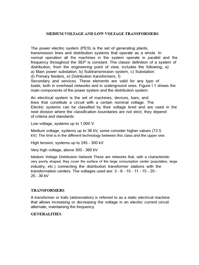 MEDIUM VOLTAGE AND LOW VOLTAGE TRANSFORMERS | PDF | Transformer ...