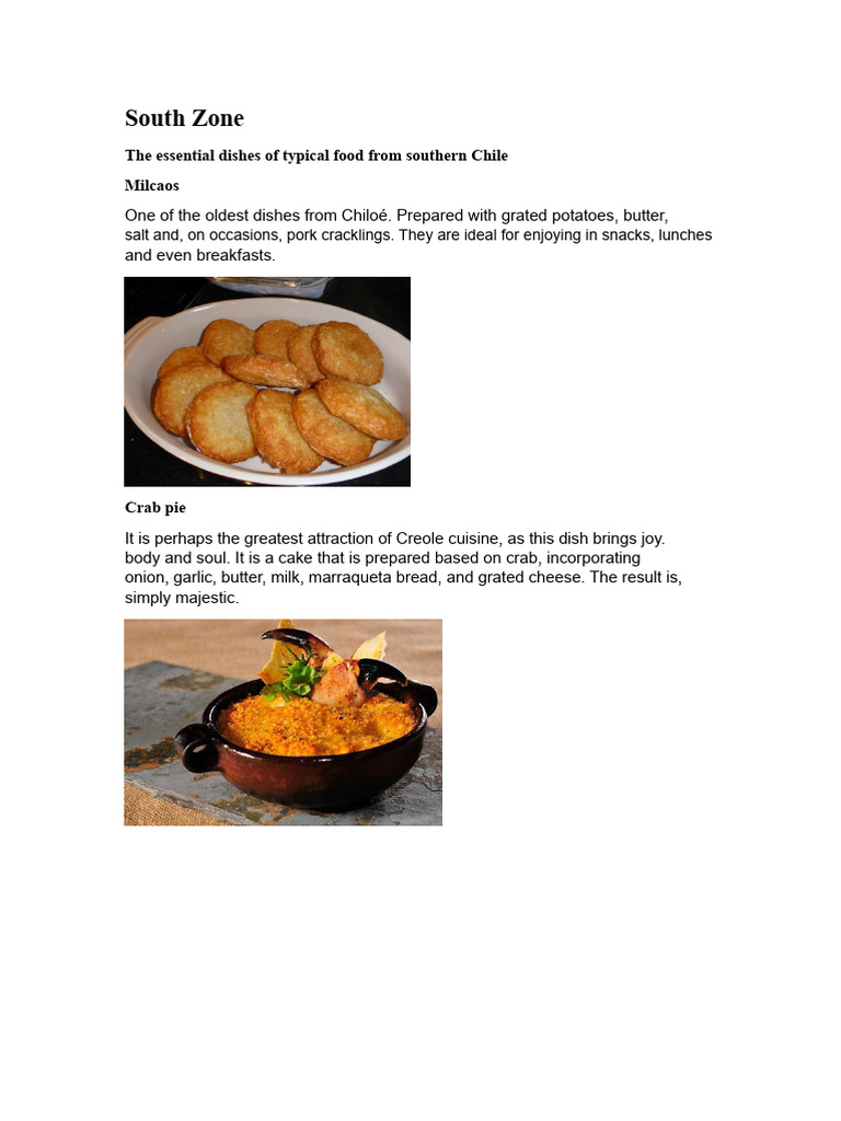 Southern Zone Typical Food and Clothing | PDF