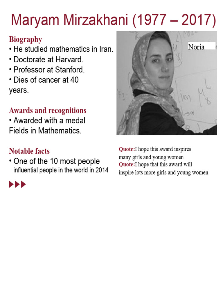 WOMEN PROFILE - Maryam Mirzakhani | PDF