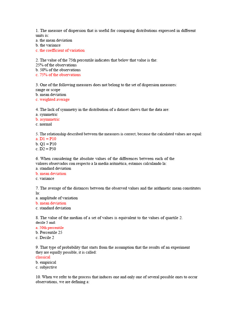 Statistics Questions and Answers | PDF | Mean | Probability Distribution