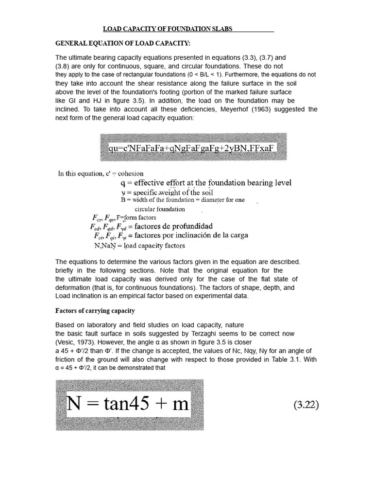 Load Capacity of Foundation Slabs | PDF