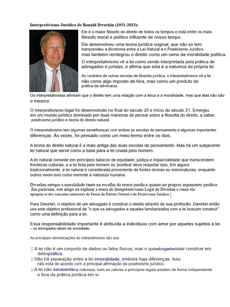 Interpretativismo Jurídico de Dworkin | PDF | Lei Natural | Jurisprudência
