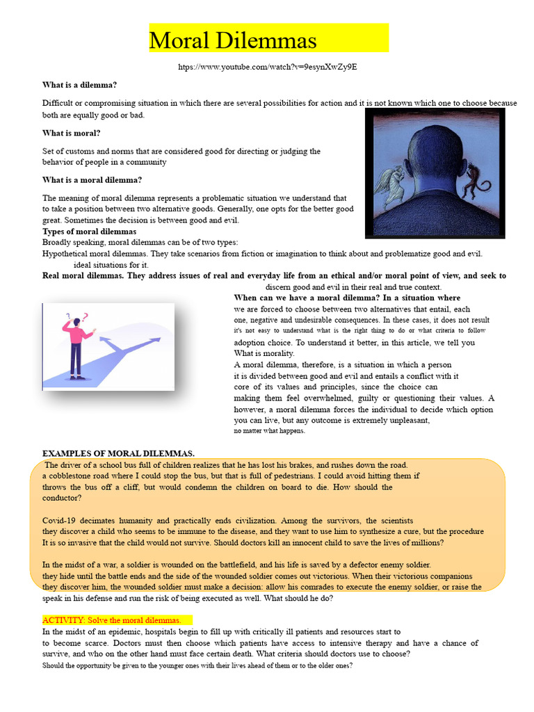 Moral Dilemmas | PDF | Morality | Good And Evil
