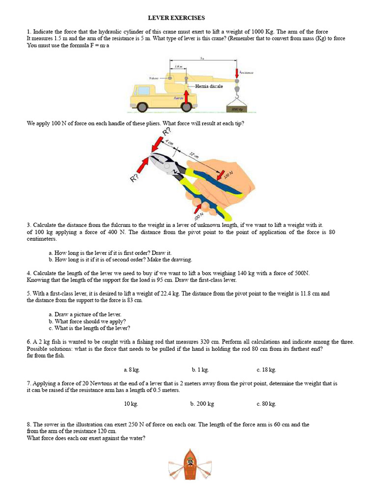 Lever Exercises 2 We Apply 100 N Of Force At Each Handle Of These