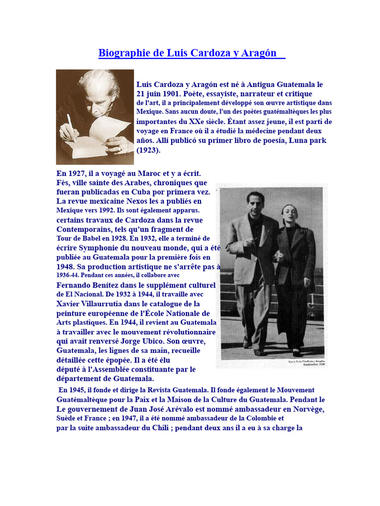 Biographie de Luis Cardoza y Aragón | PDF | Guatemala