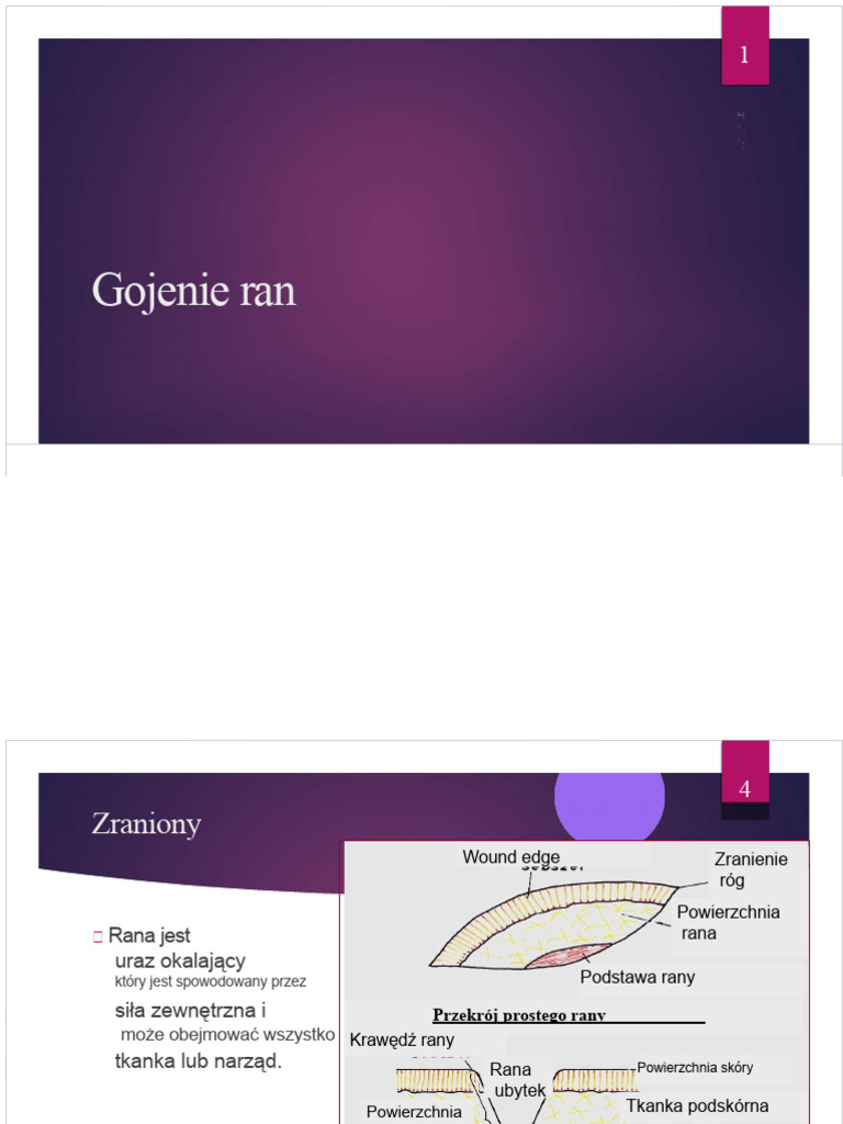 Rany (Rodzaje, Etapy Gojenia Ran, Powikłania, Rodzaje Opatrunków) | PDF