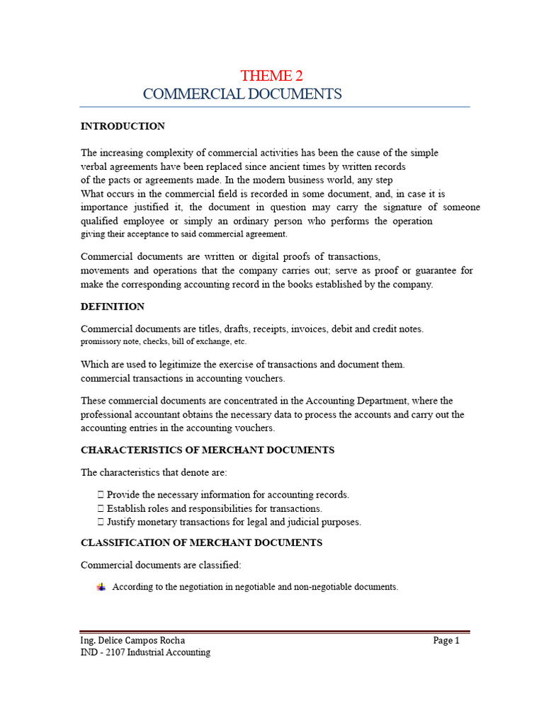 Understanding Commercial Documents | PDF | Cheque | Negotiable Instrument