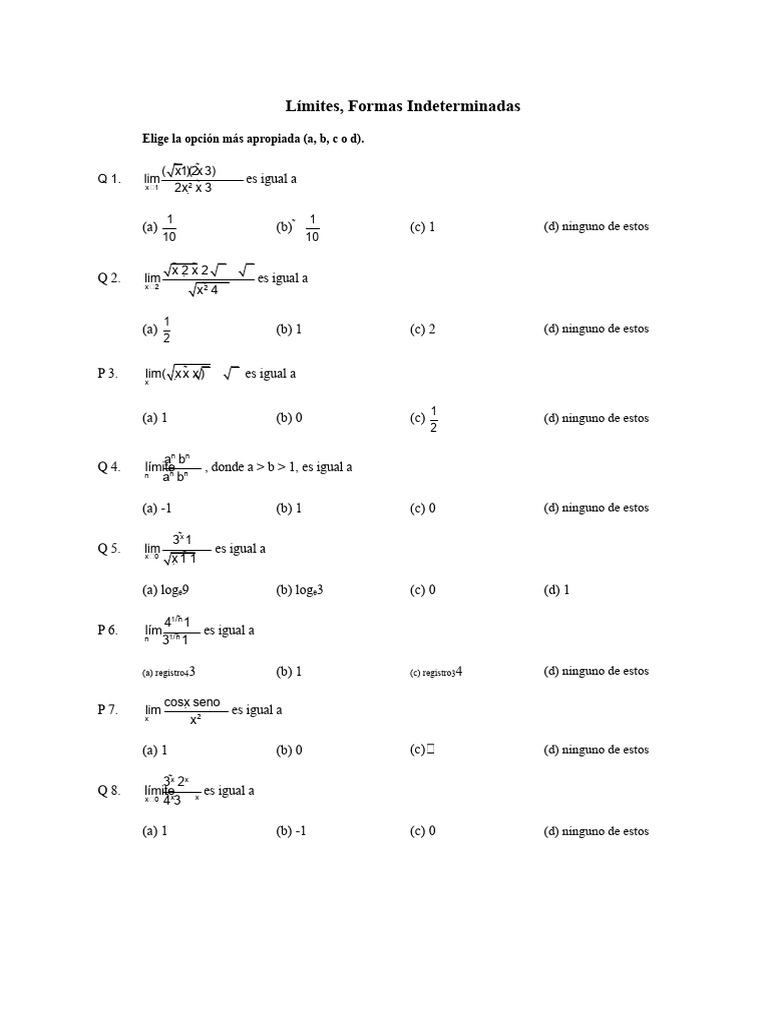 03 - Límites, Formas Indeterminadas | PDF