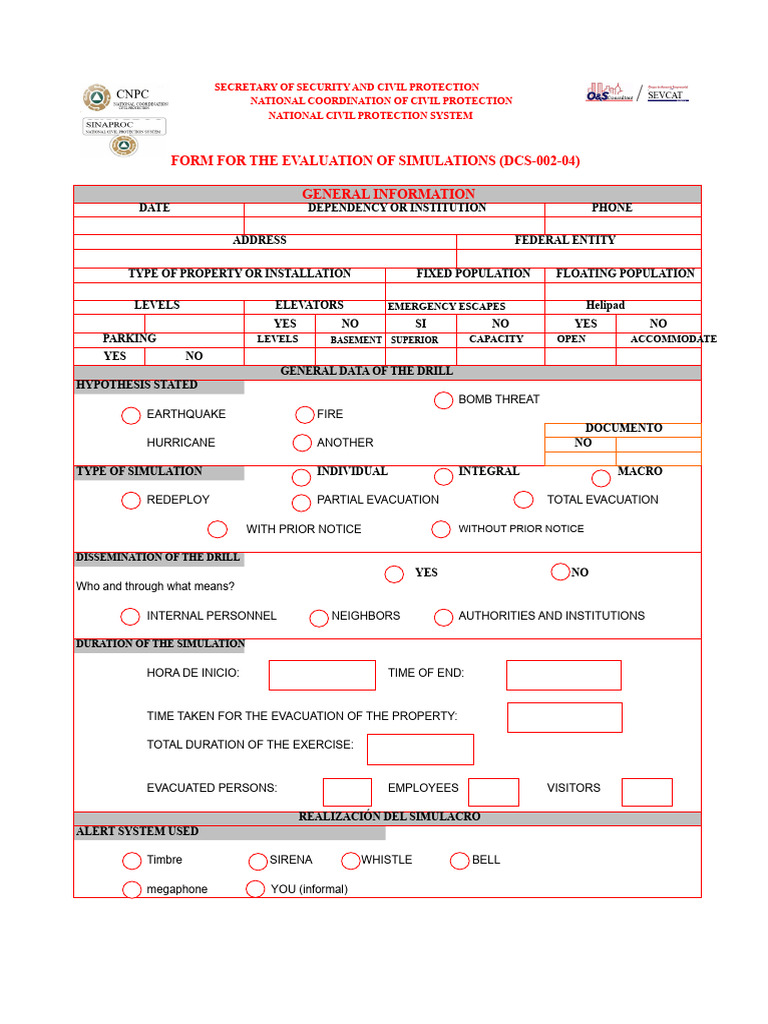 Civil Protection Simulation Evaluation Form | PDF | Emergency ...