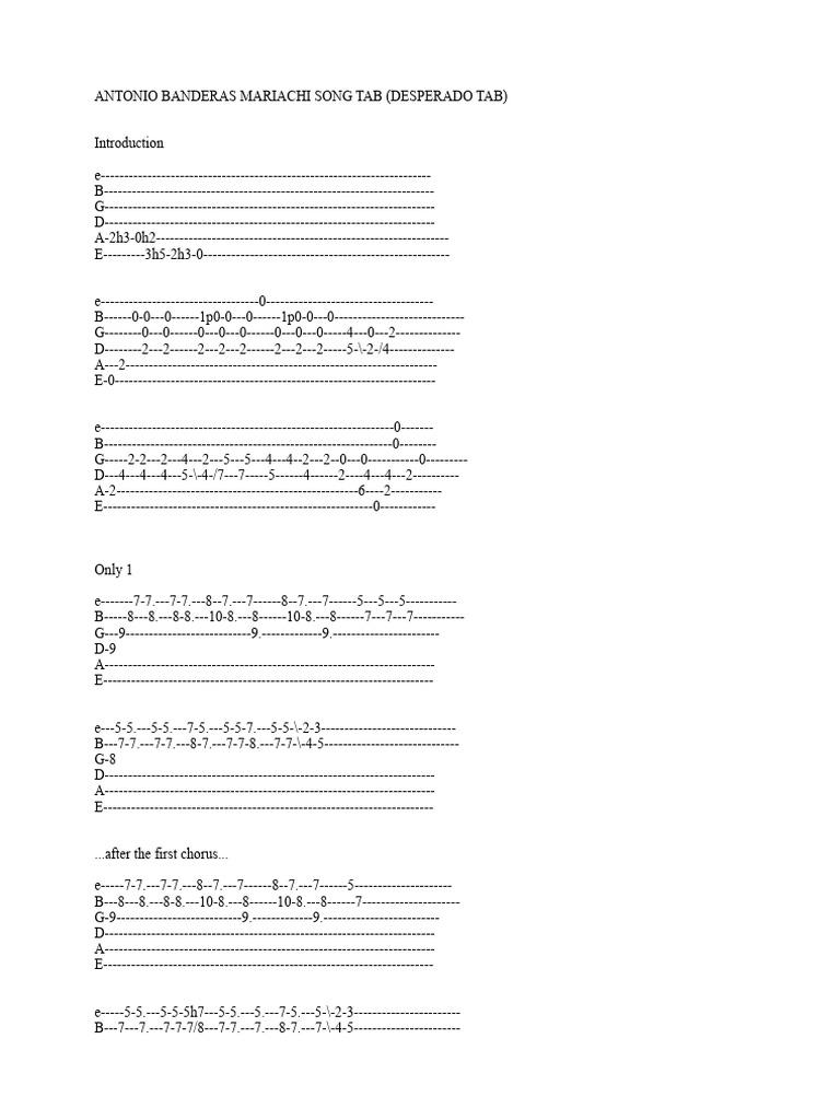 Desperado Song Tab for Guitar | PDF | Musicology
