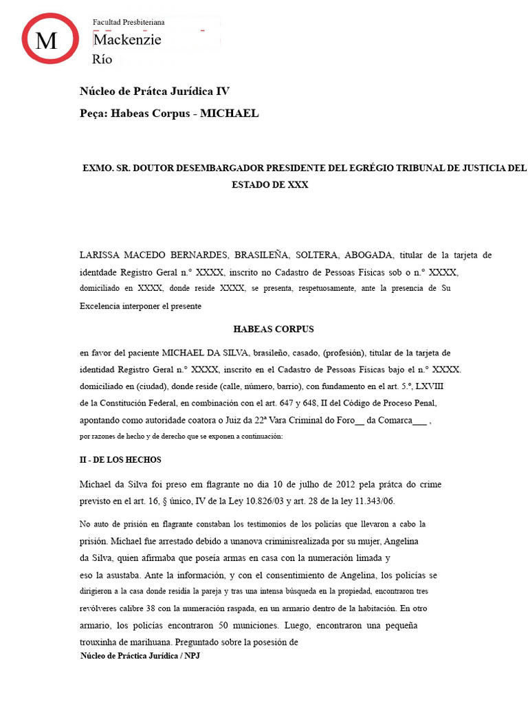 Habeas Corpus - MICHAEL - 12.2021 | PDF | Habeas corpus | Crímenes