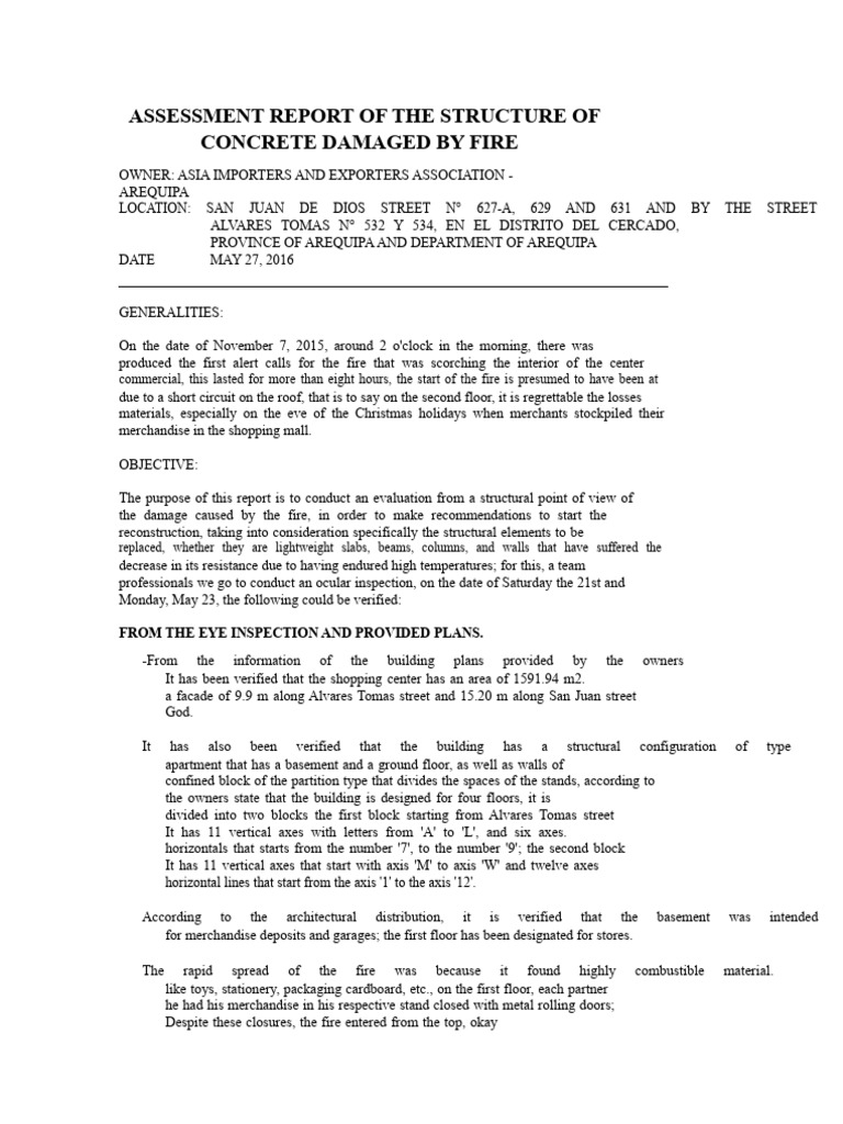 Fire Damage Assessment of Concrete Structure | PDF | Concrete | Fires