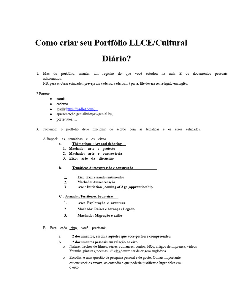 Como Criar Seu Portfólio LLCER | PDF