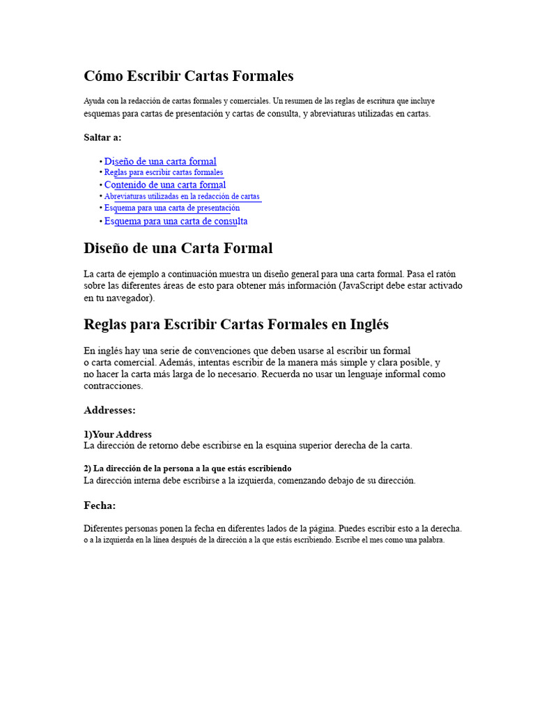 Cómo escribir cartas formales | PDF
