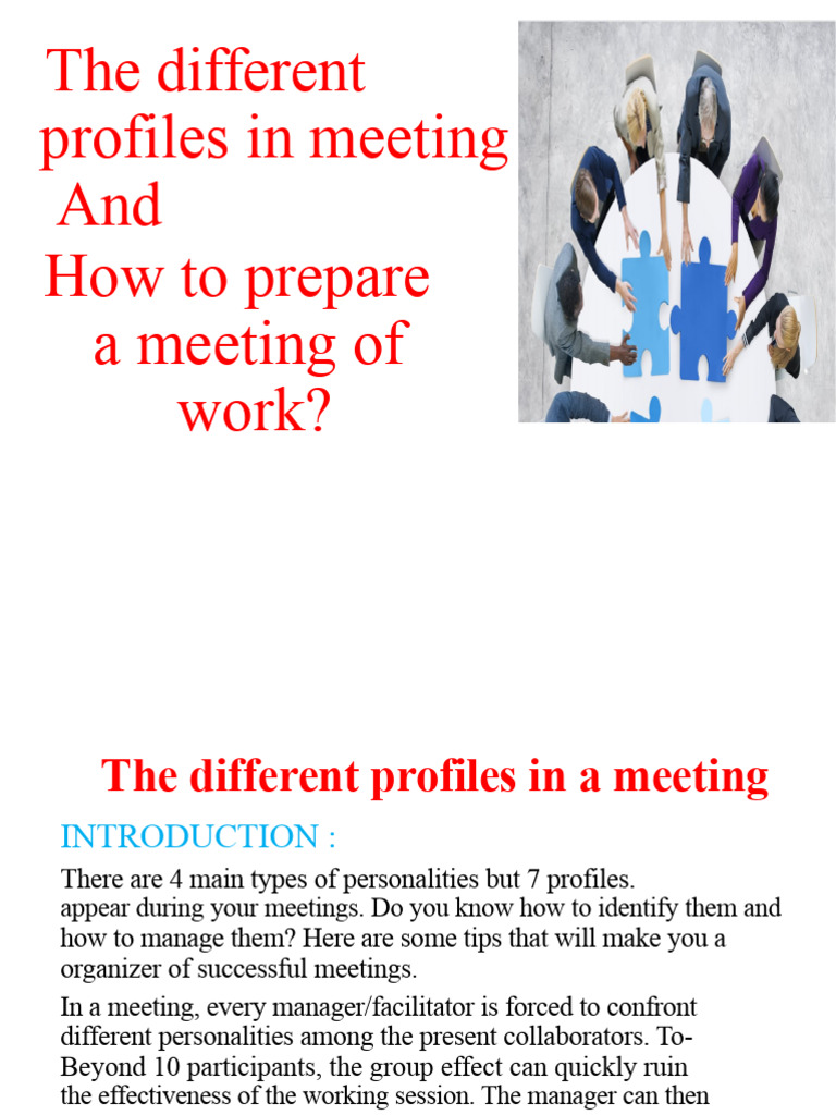 The Different Profiles in A Meeting | PDF | Extraversion And ...