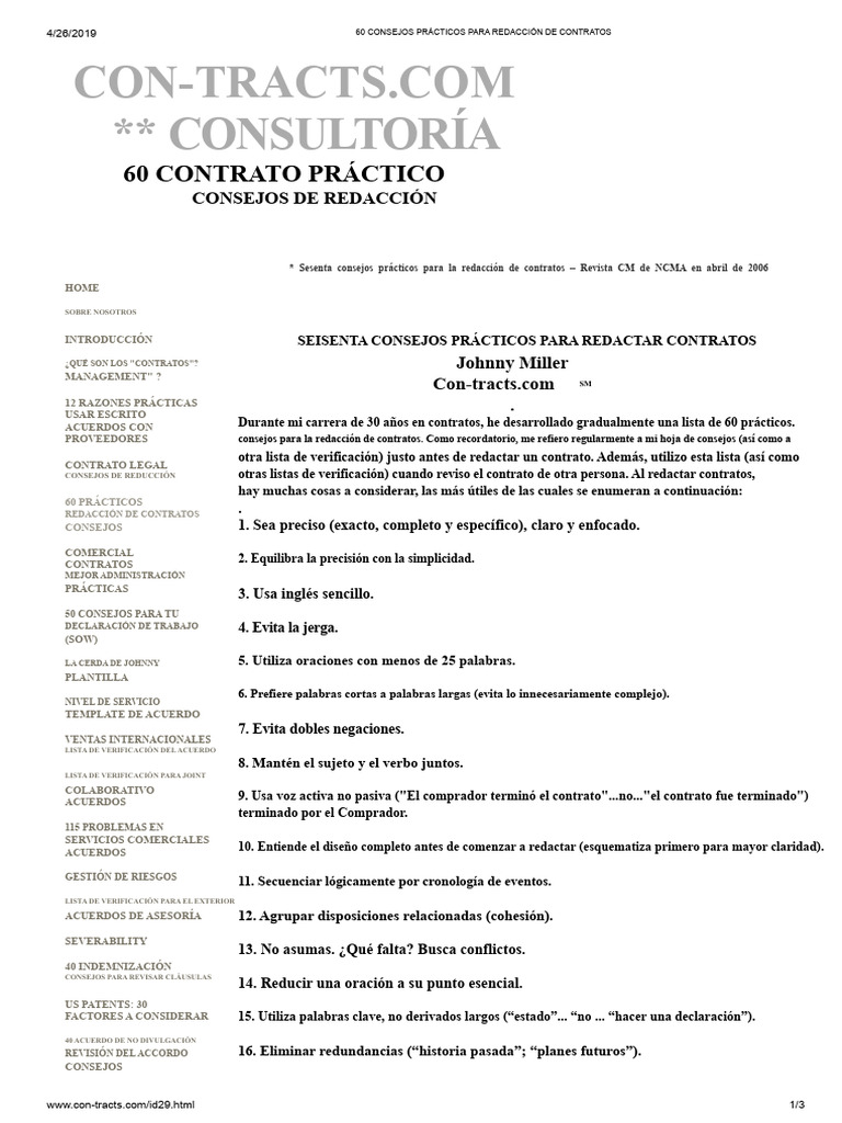60 consejos prácticos para redactar contratos | PDF | Lingüística