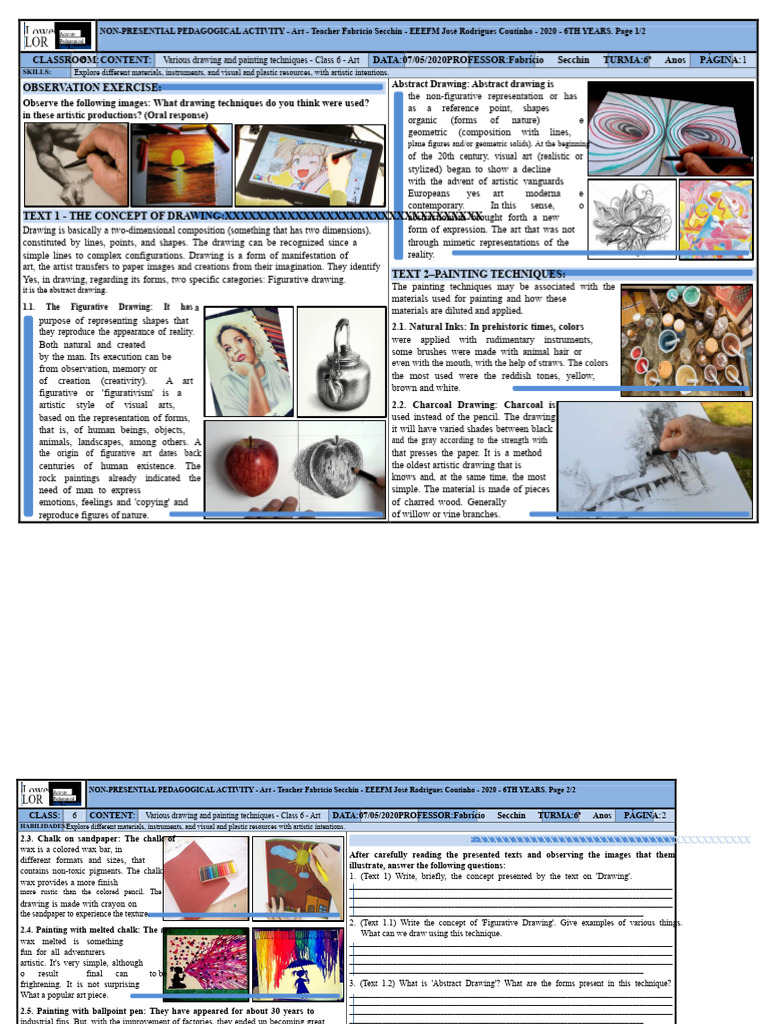 Drawing and Painting Techniques for 6th Grade | PDF | Drawing | Paintings
