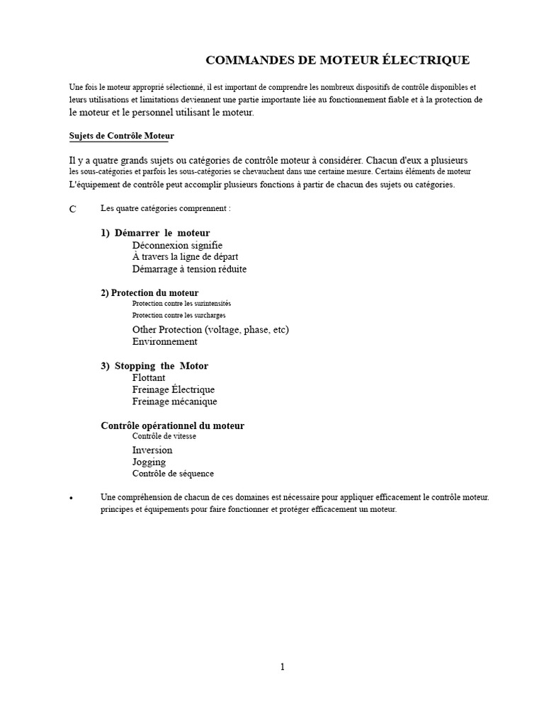 Commandes et Protection des Moteurs Électriques | PDF | Fusible ...