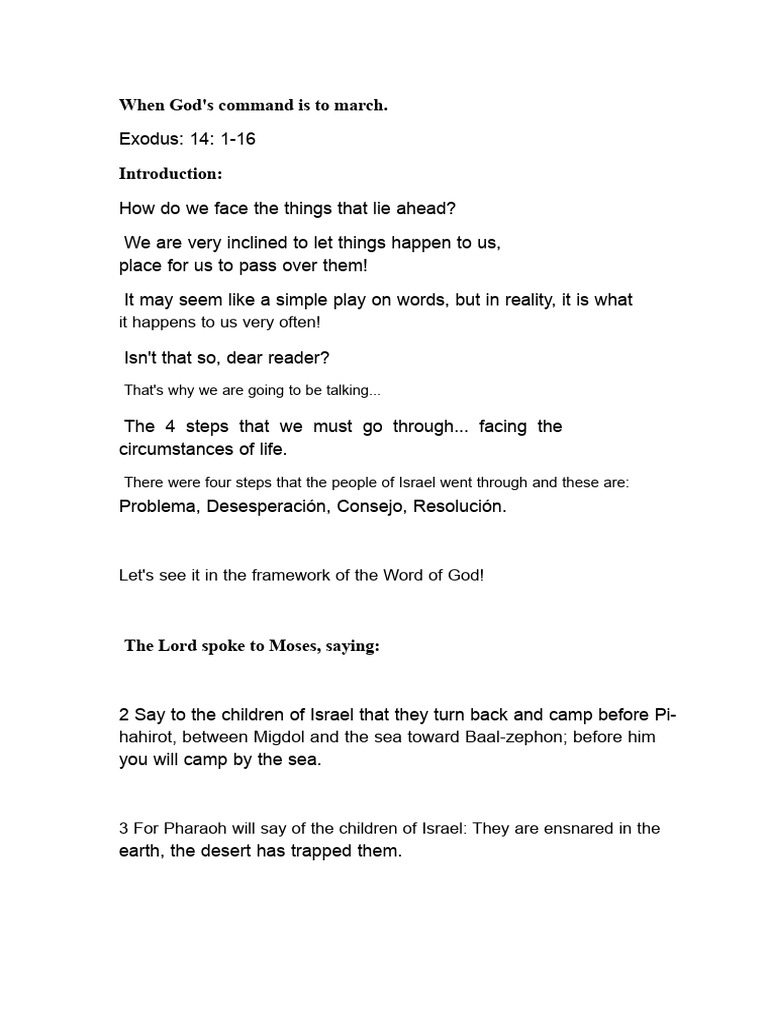 When God's command is to march | PDF | Moses | Book Of Exodus