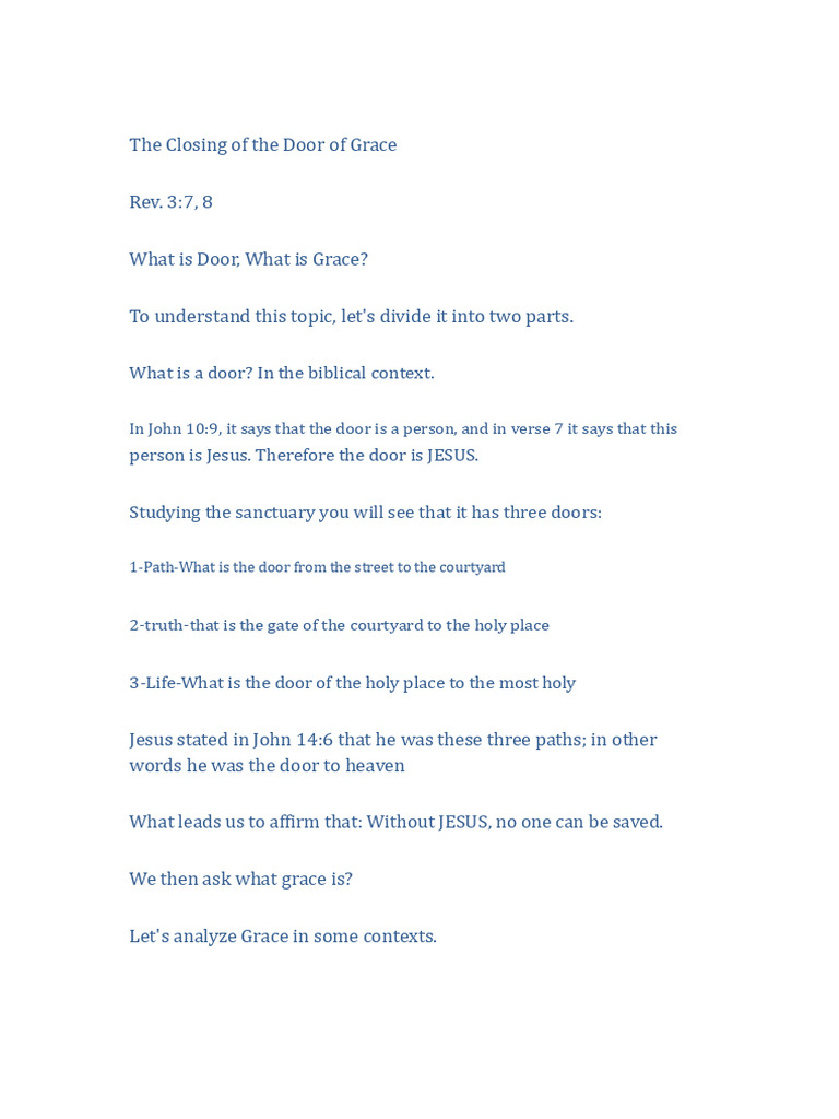 Understanding the Door of Grace | PDF | Grace In Christianity | Jesus