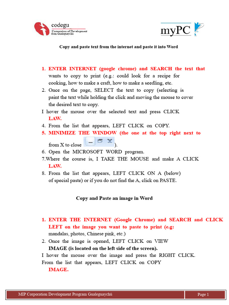 Copy and Paste and Print Text And/or Images From The Internet and Paste ...