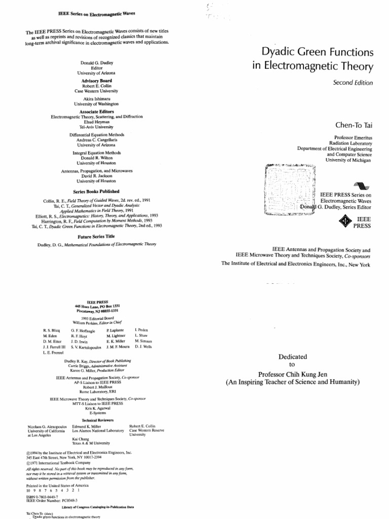 Dyadic Green Functions in EM Theroy | PDF | Green's Function | Vector Space