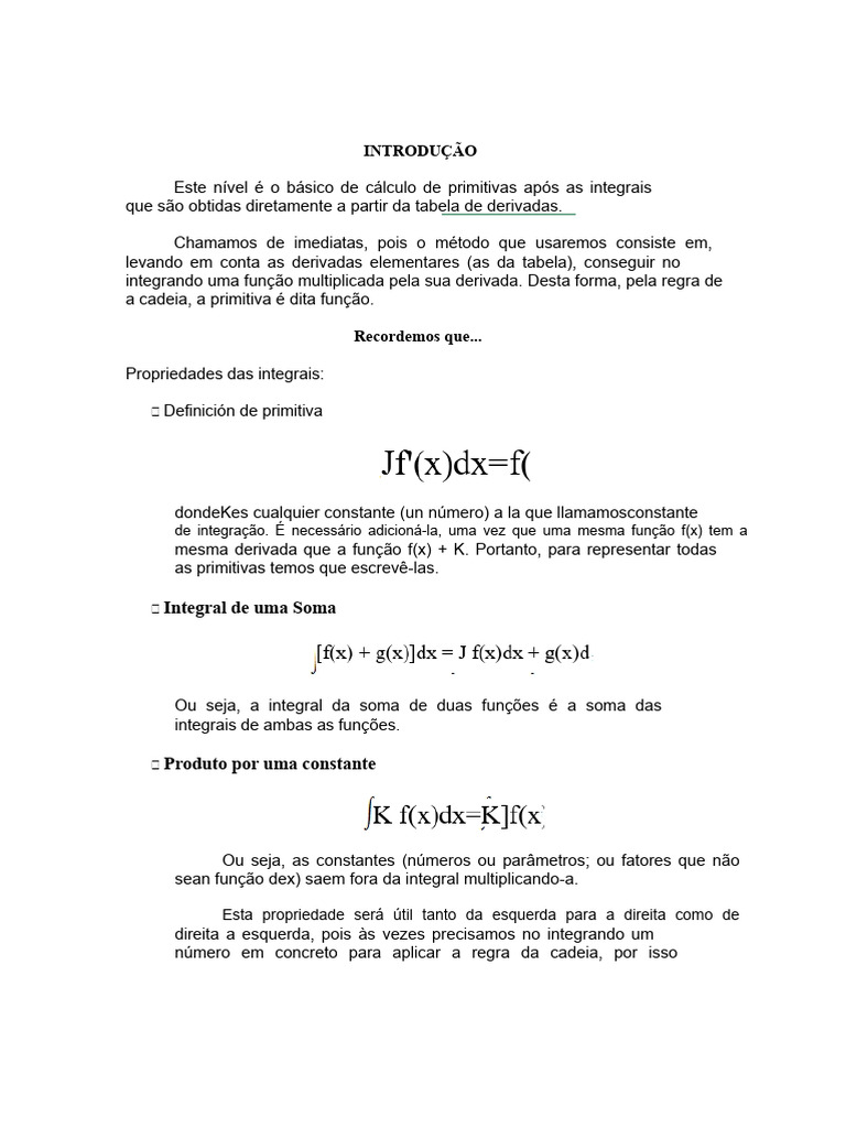 Cálculo de Primitivas e Integrais Básicas | PDF | Integrante | Derivado