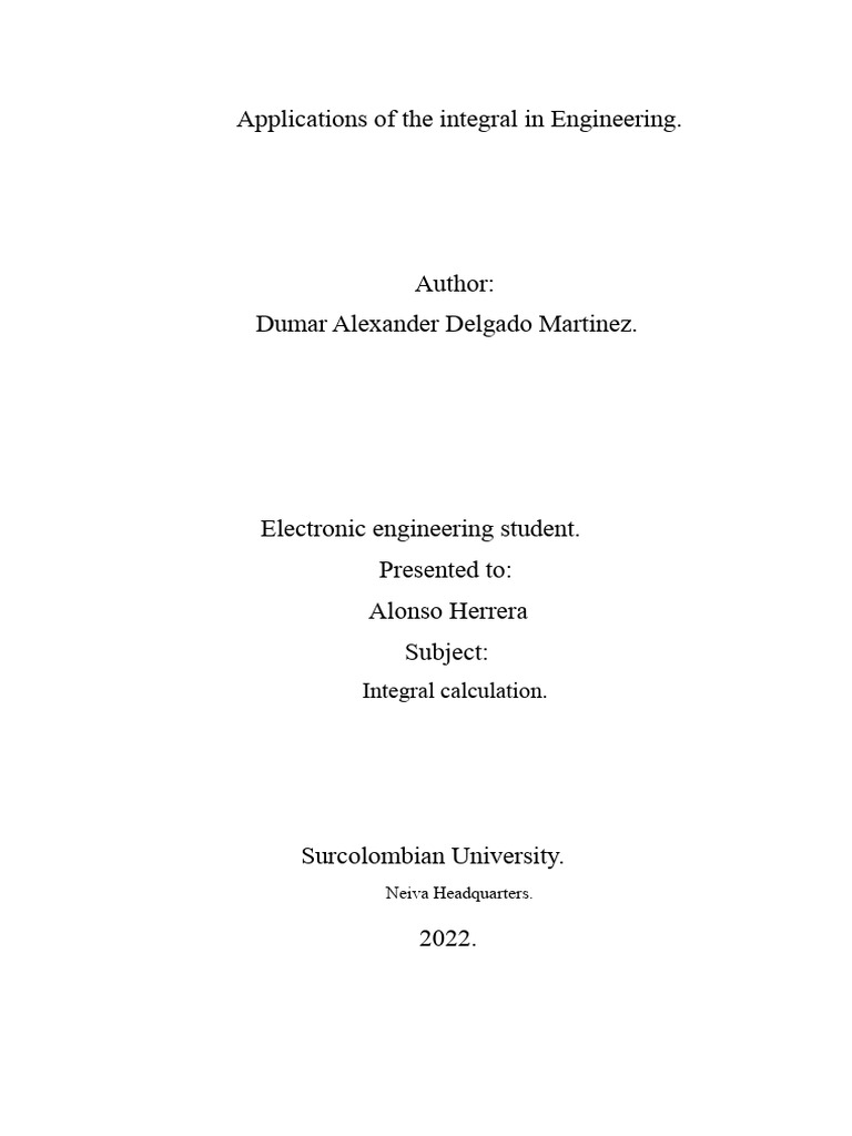 Applications of the integral in Engineering | PDF | Integral | Function ...