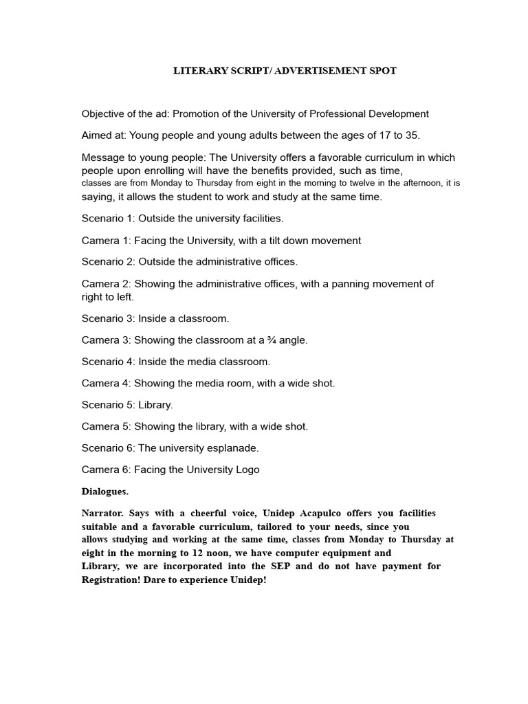 Script - Spot and Infomercial | PDF